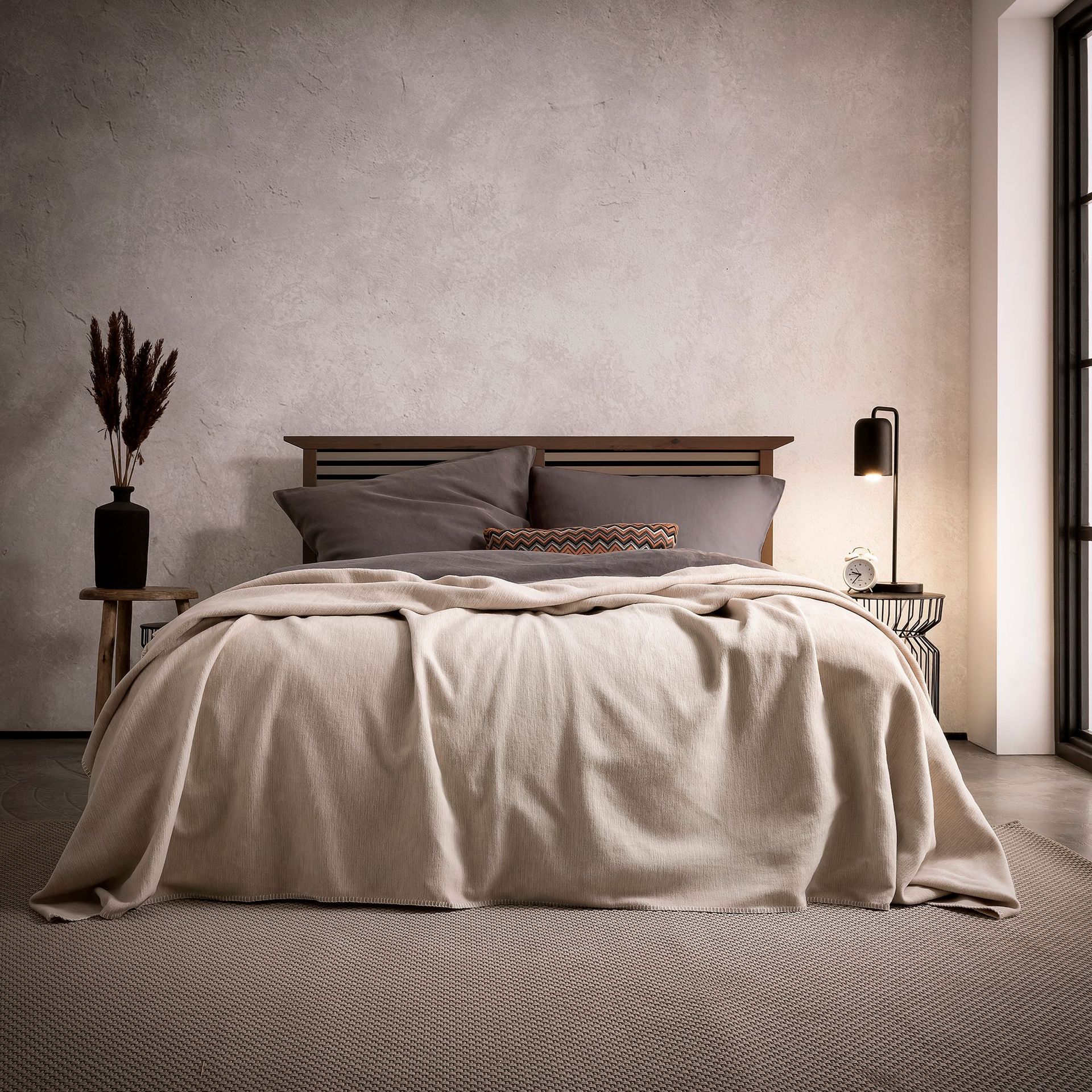 Neutral Colored Pure Cotton Bedspread Blanket by IBENA