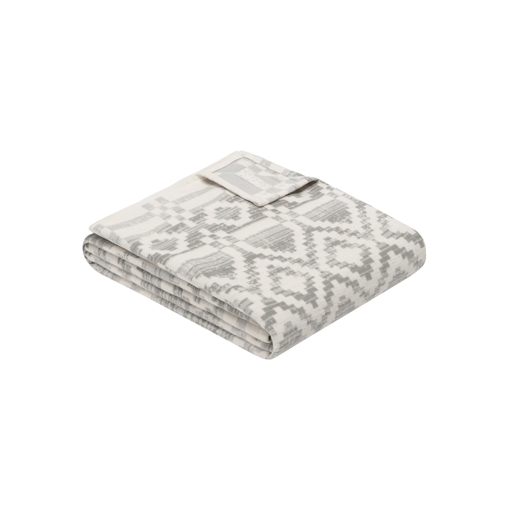 Ivory Gray Pure Organic Cotton Candy Throw Blanket by IBENA