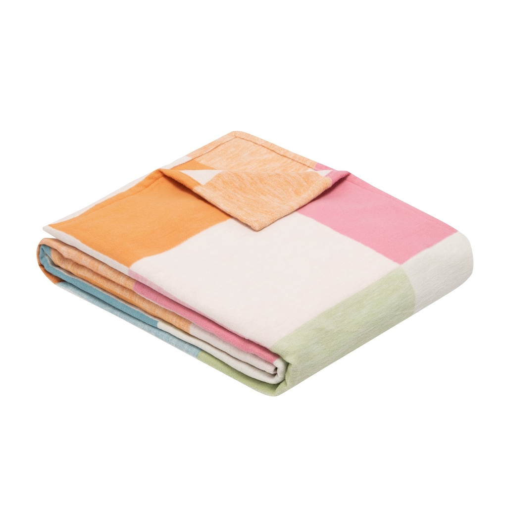 Happy and Colorful Pure Organic Cotton Plaid Throw Blanket by IBENA